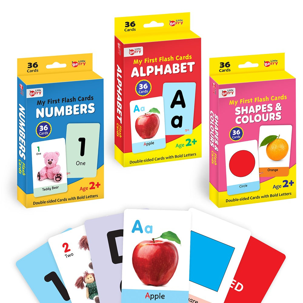 Buy My First Flash Cards ABC, Number, Shape & Colou (Set of 3) | 108 Cards on Snooplay India