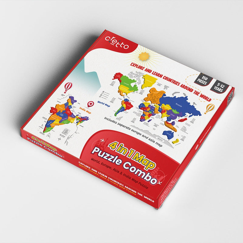 Buy Map Puzzle Combo - Maps of World, Asia, Europe & India (6-12 Years ...
