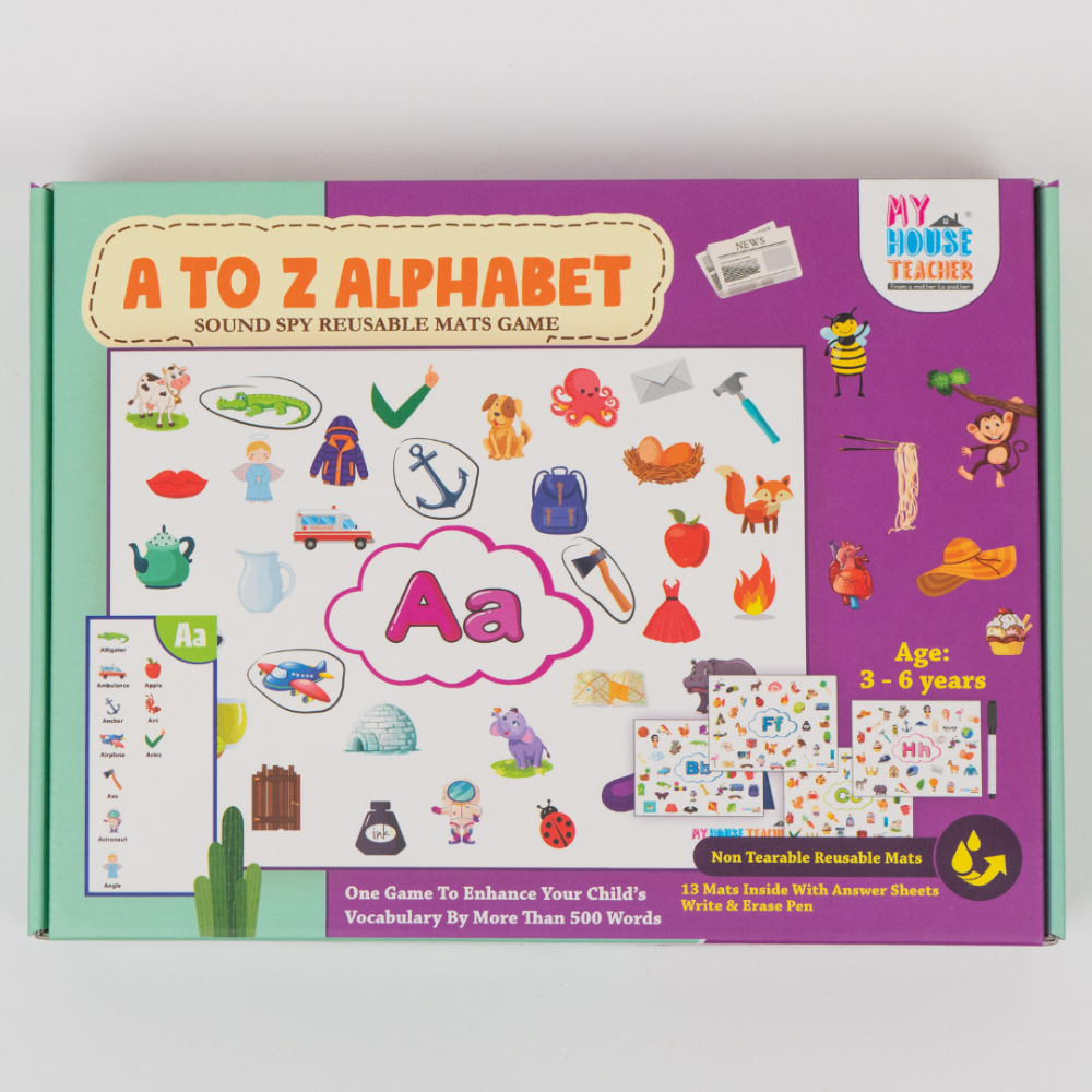 Buy Phonics Alphabet Learning with 26 Reusable I-spy Mats, Duster & Pen ...