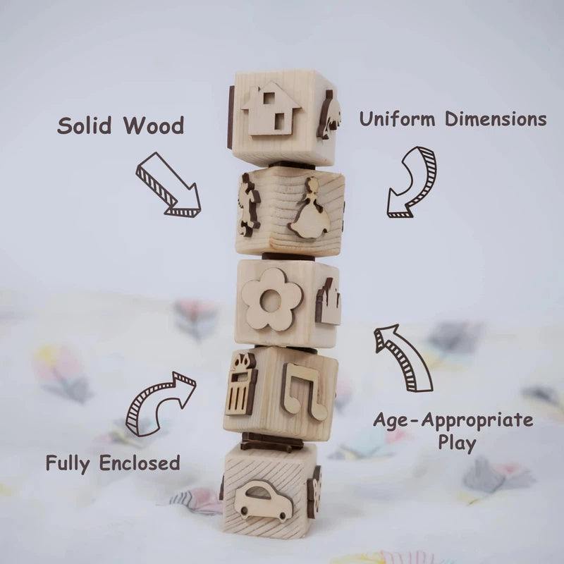 Wooden 5 Stamp Blocks Dice | 6-Sided Stamps (2-4 Years) – Snooplay
