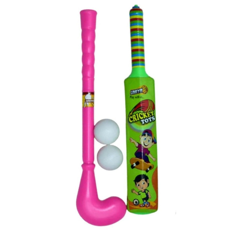 Buy Cricket & Hockey Combo Kit - 1 Bat, 2 Balls, 1 Hockey (2-6 Years ...