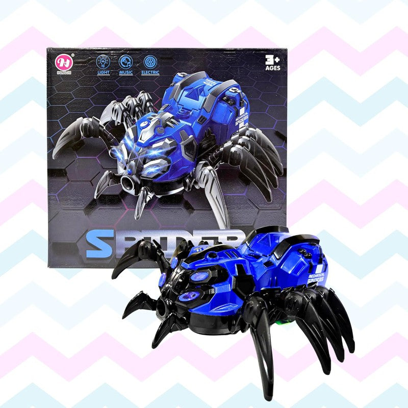Buy 360° Rotating Wheels Mechanical Spider Toy with LED Lights & Music ...