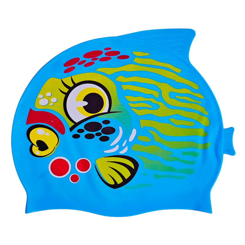 Fish Design Silicone Swimming Cap for Kids | Water Blue Mix – Snooplay