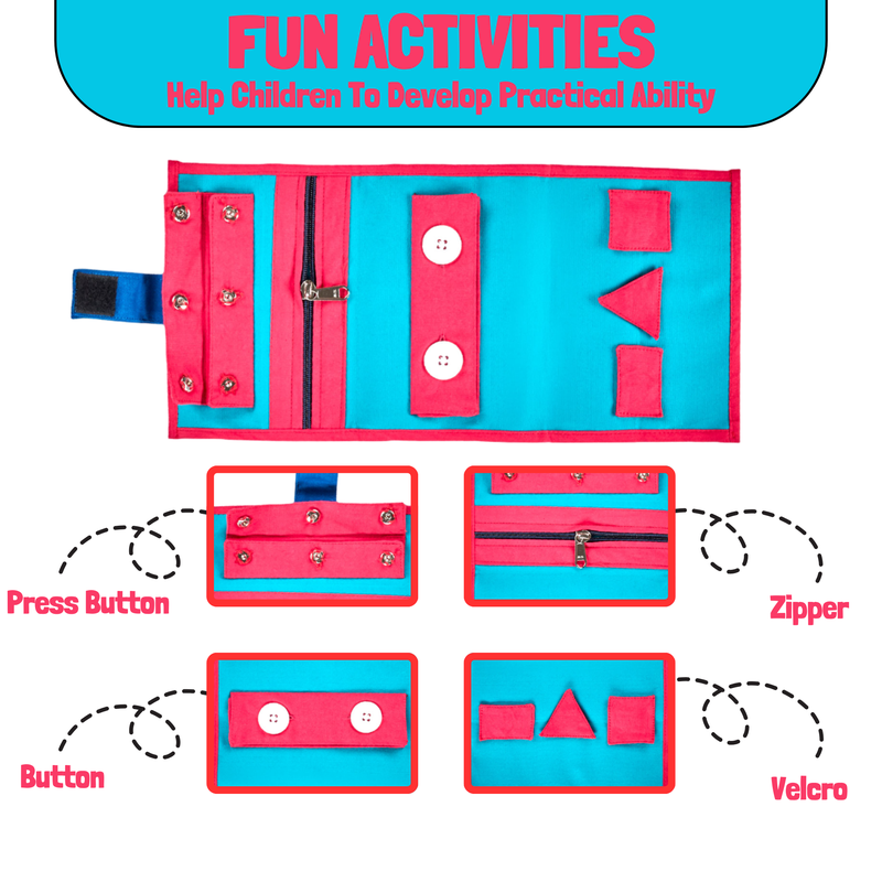 Buy Kids Montessori Zipping and Buttoning Life Skill Learning Board for ...