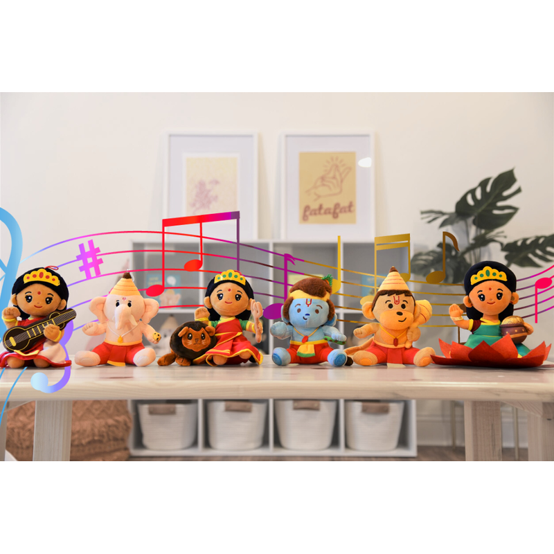 Buy Set of 6 Mini Devi Devtas - Mantra Singing Plush Toys | 7 Inch (6 ...
