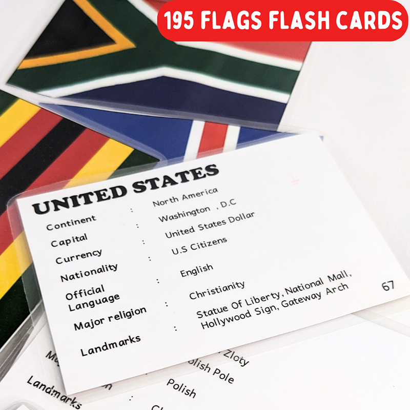Buy World Flags Flash Cards - 195 Countries Flags on Snooplay India