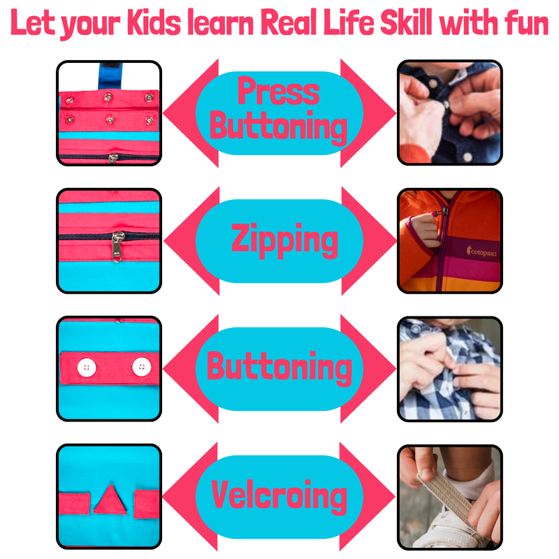 Buy Kids Montessori Zipping and Buttoning Life Skill Learning Board for ...