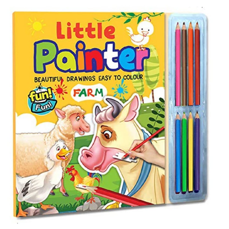 Little Painter Colouring Set: Farm - Large Size Colouring Book with Be ...
