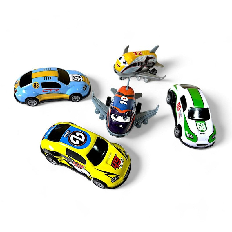 Buy Diecast Pull Back 3 Super Sports Cars and 2 helicopters with LED ...