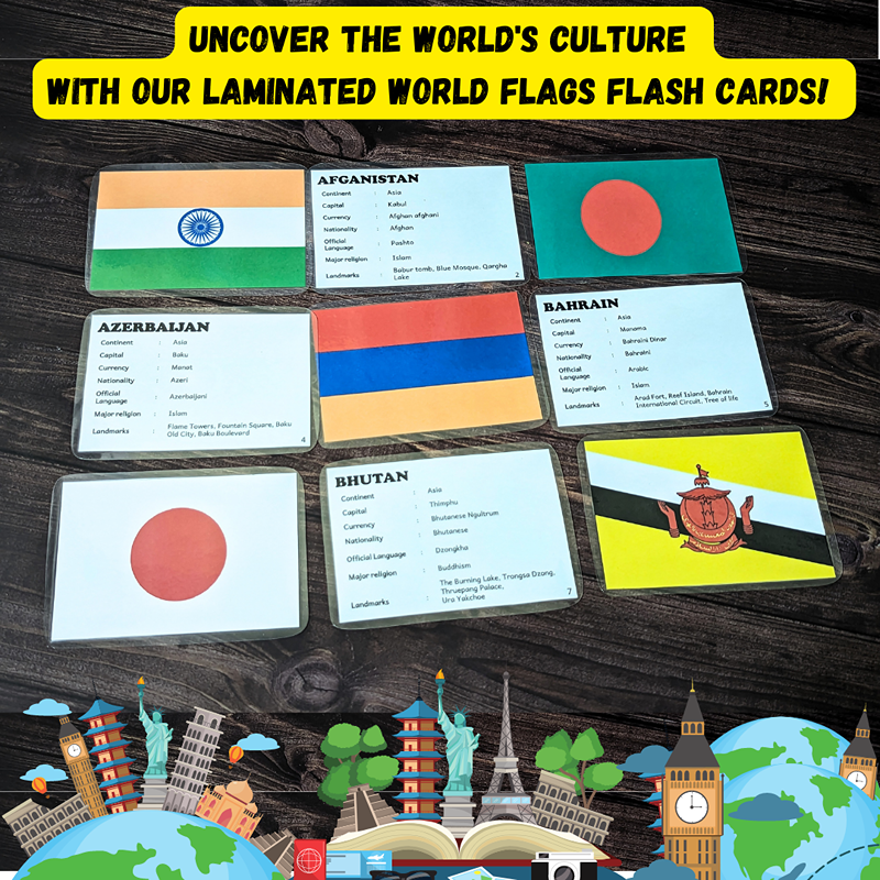 Buy World Flags Flash Cards - 195 Countries Flags on Snooplay India