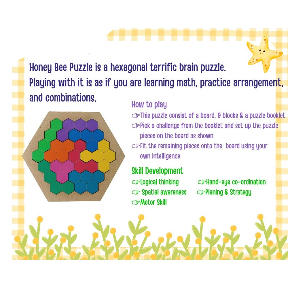 Buy Wooden Hexagonal/Honey Bee Puzzle (5-8 Years) on Snooplay India