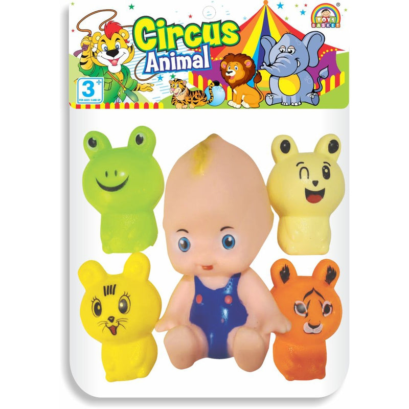 Buy Set of 4 Squeaky Animal Toys & 1 Doll (6 Months - 2 Years) on ...