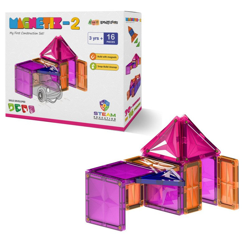 Buy MAGNETIX - 2 Magnetic Construction Building Blocks Set -16 Pieces ...