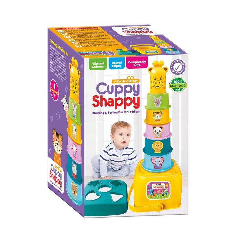 Buy 3 in 1 Stacking Cups, Shape Sorter & Animal Faces Toy (1-3 Years ...