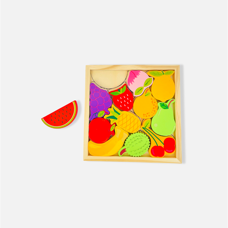 Buy Fruits Puzzle - Wooden Square Tray With Fruits Blocks on Snooplay India