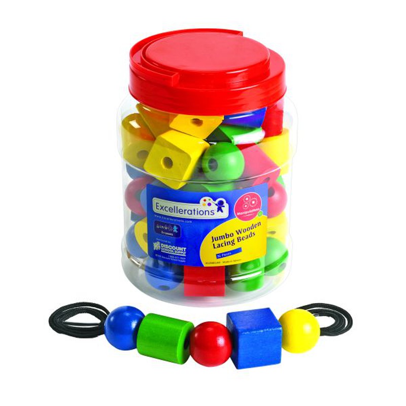 Buy Jumbo Wooden Lacing Beads – 36 Pieces (3-6 Years) on Snooplay India