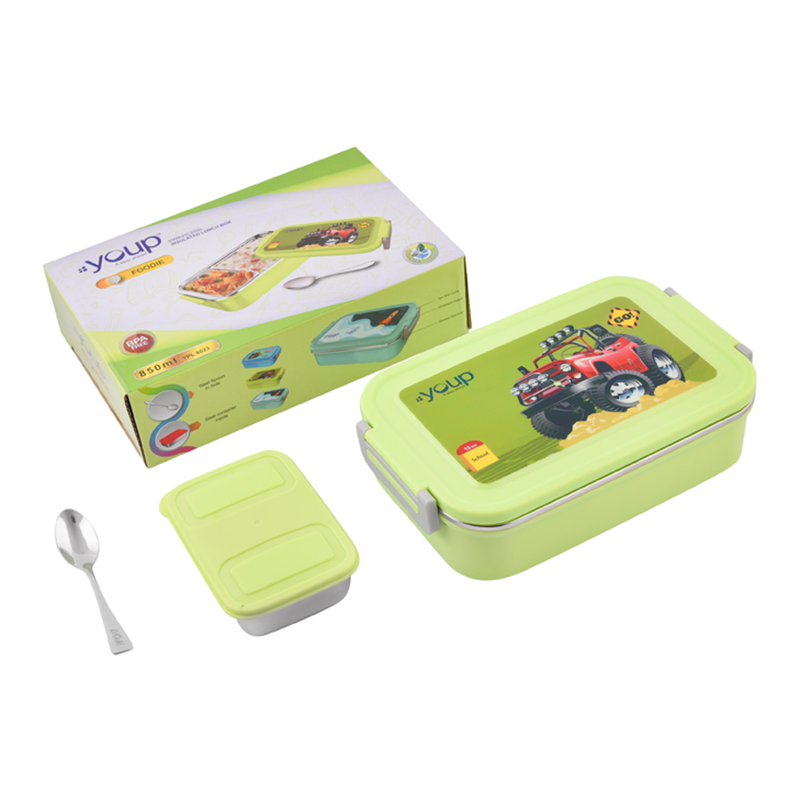 Youp Stainless Steel Lime Green Color Cars Theme Kids Lunch Box FOODIE ...