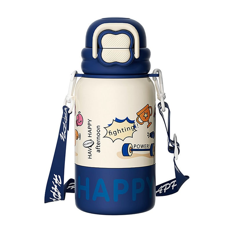 Buy Happy Cartoon Stainless Steel Water Bottle with Strap - 500ml (5-10 ...