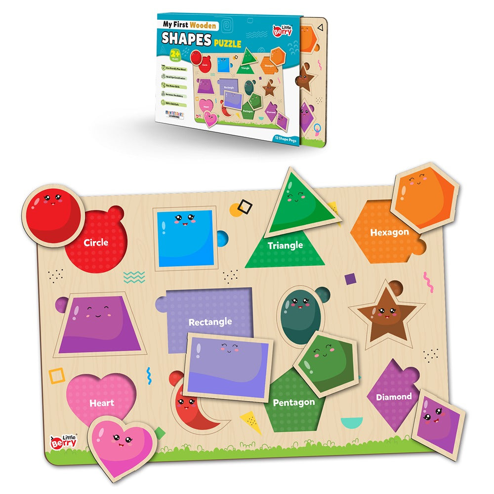 Buy Knob and Peg Shapes & Colours Wooden Puzzle Tray (12 Pegs) on ...