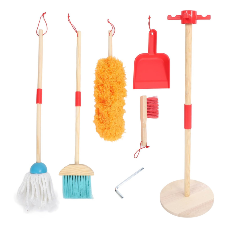Buy 6 Pieces Wooden Cleaning Housework Pretend Play Set (3-7 Years) on ...