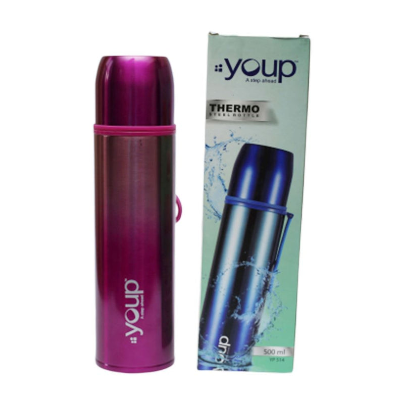 Youp Thermosteel Insulated Metallic Pink Color Water Bottle With Cup C ...