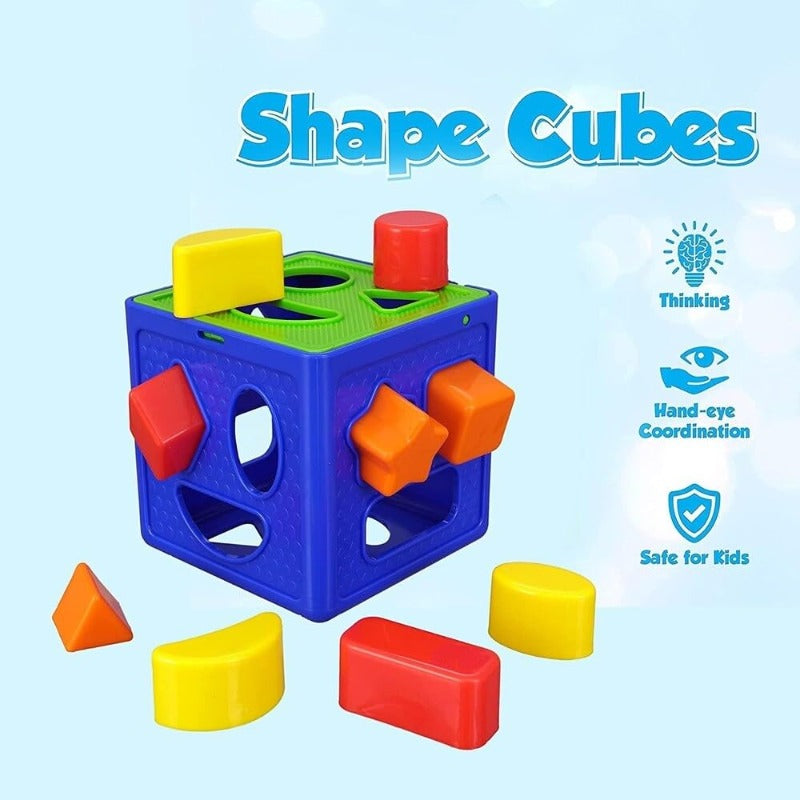Buy Montessori Stacking Cube Shape Sorter Toy Set - Multicolor (1-3 ...