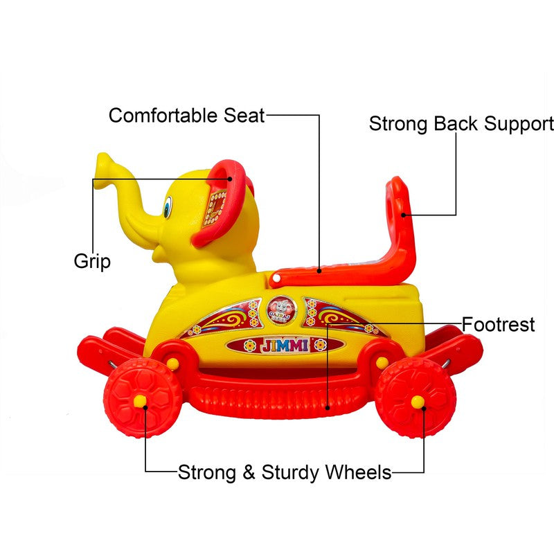 Manual Push Ride-On & Wagon | Elephant (1-3 Years) - Red, Yellow – Snooplay