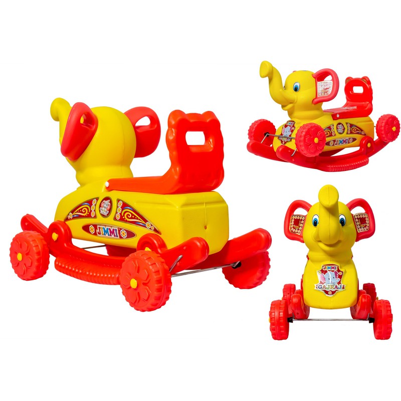 Manual Push Ride-On & Wagon | Elephant (1-3 Years) - Red, Yellow – Snooplay