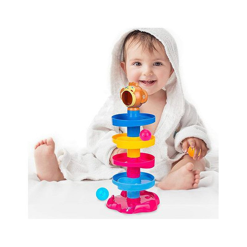 5 Layer Ball Drop and Roll Swirling Monkey Tower Ramp Toy (Assorted Co ...
