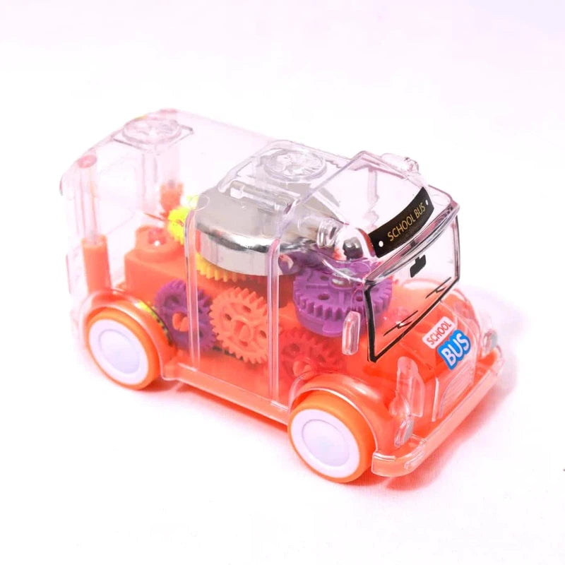 Buy Transparent Mini School Bus Toy with Tinkling Sound & Light (6 ...
