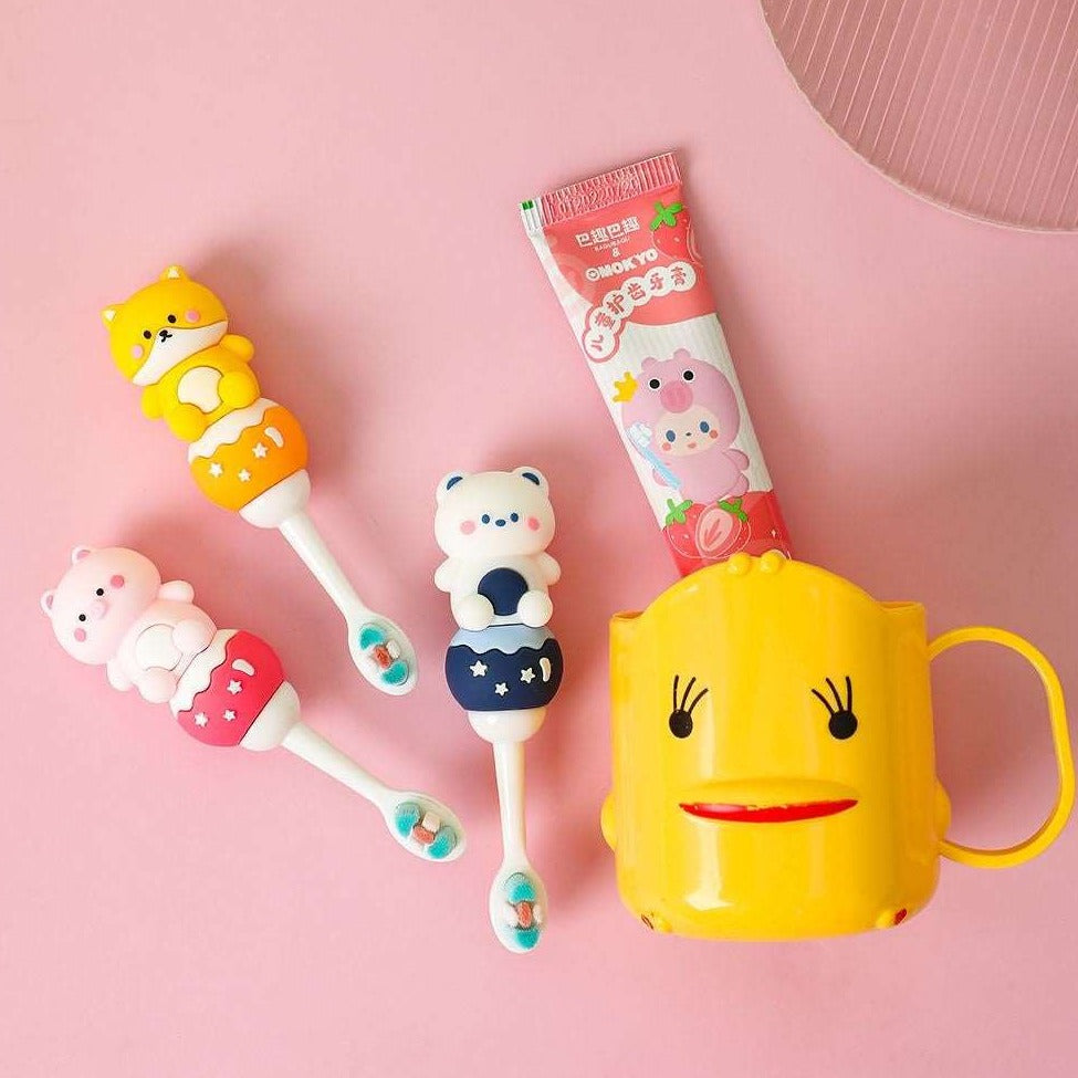 Buy 3D Teddy Bear Soft Bristle Toothbrush with Travel Case (2-6 Years ...