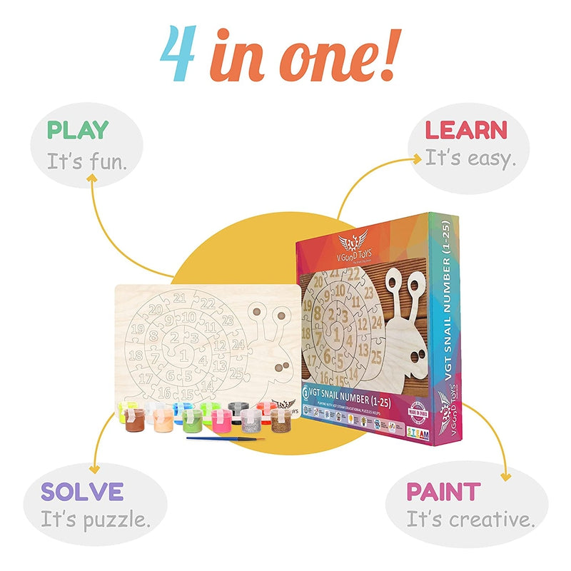 Buy 26-Piece Snail Number Puzzle – STEAM Learning with Paint & Brush (8 ...