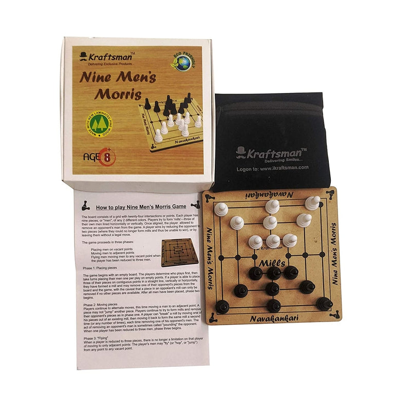 Buy Nine Men's Morris | Navakankari | Daadi | Mills Travel Board Game ...