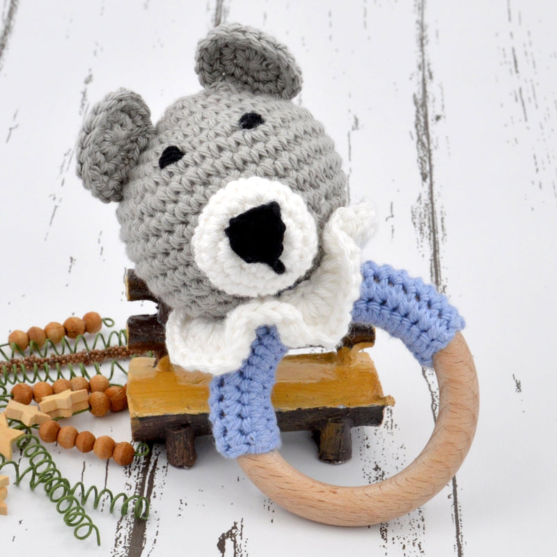 Buy Grey Crochet Handheld Bunny Bear Rattle (3-12 Months) on Snooplay India