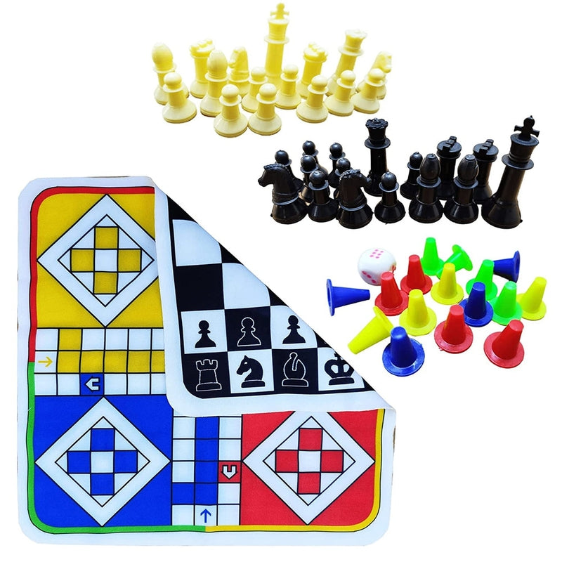 Buy Multicolored 2 in 1 Ludo / Chess Foldable Play Mat Board Game on ...