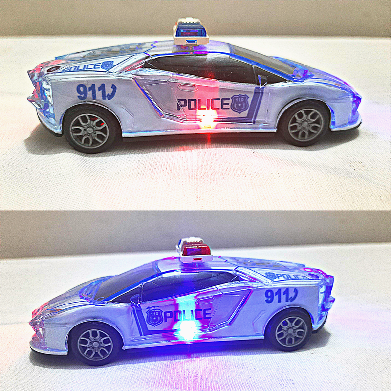 Buy Friction Powered Mini Police Car with Music and 3D Lightning | Pull ...