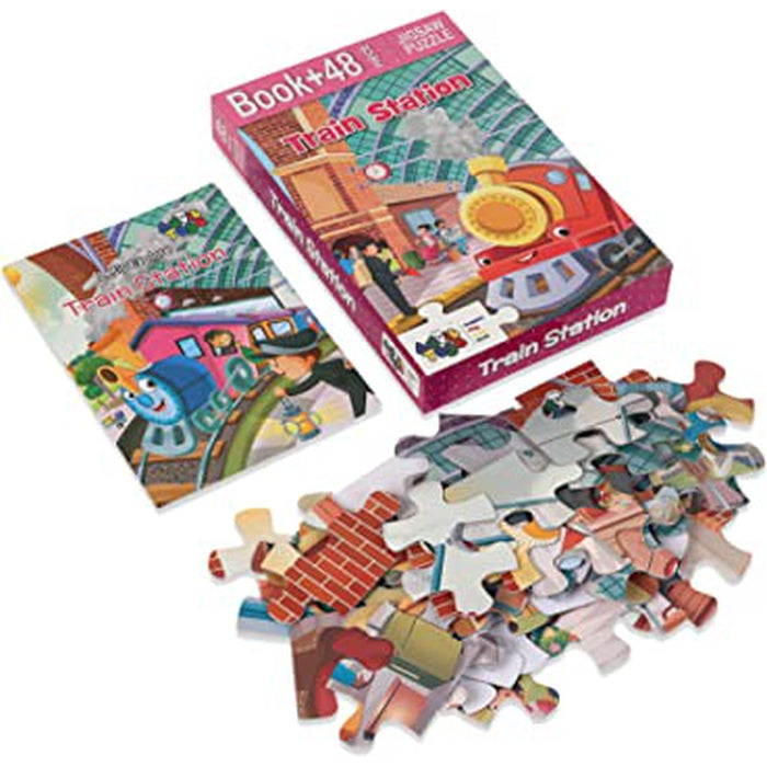 Buy Train Station - Jigsaw Puzzle (48 Piece + Educational Fun Fact Book ...