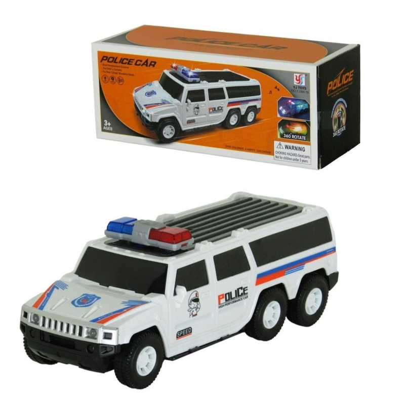 Buy 360 Degree Rotating Bump and Go Action USV Police Car Toy for Kids ...