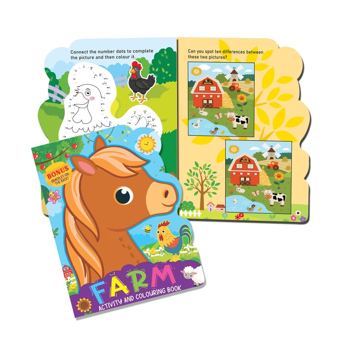 Buy Farm Activity and Colouring Book- Die Cut Animal Shaped Book ...