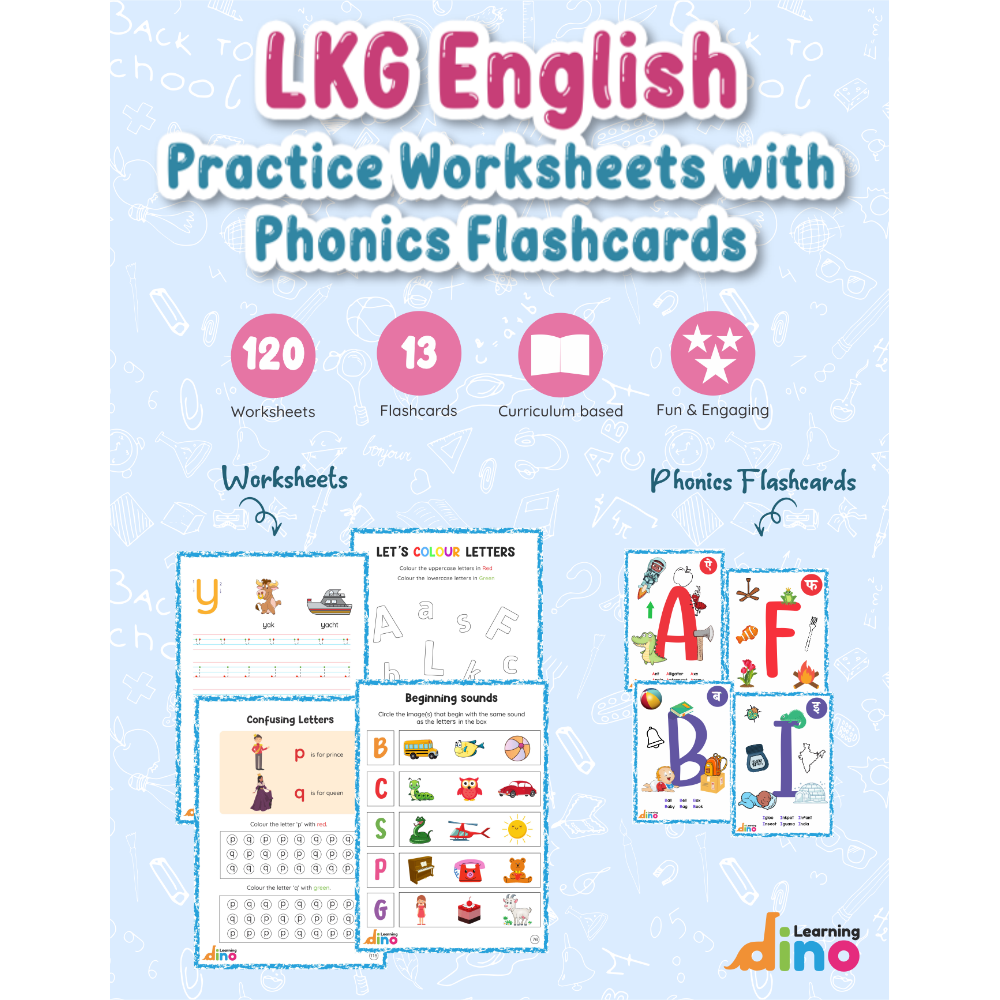 Buy LKG English Practice Worksheets with Phonics Flashcards on Snooplay ...