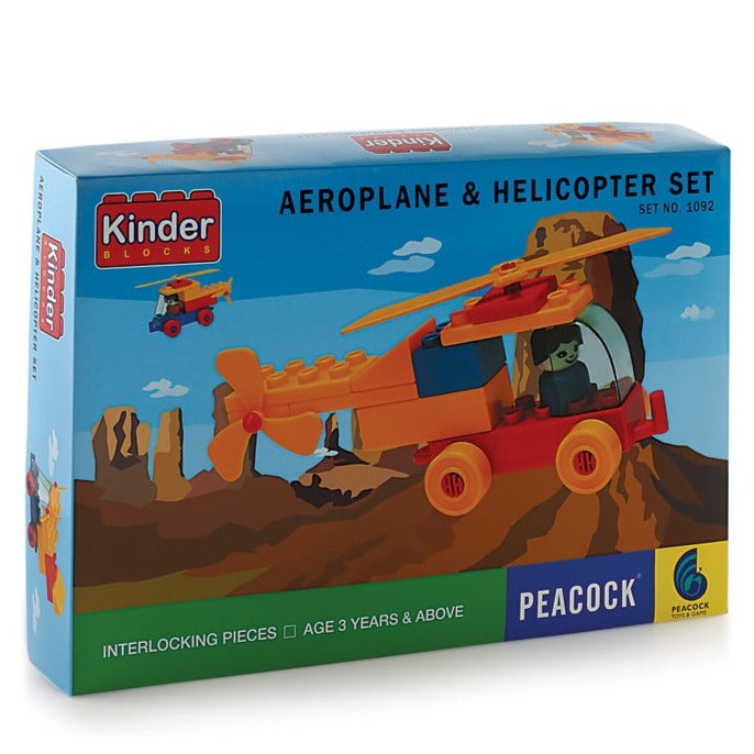 Kinder Blocks Helicopter Set Building Blocks Set – 32 Pieces (1.5-4 Ye ...
