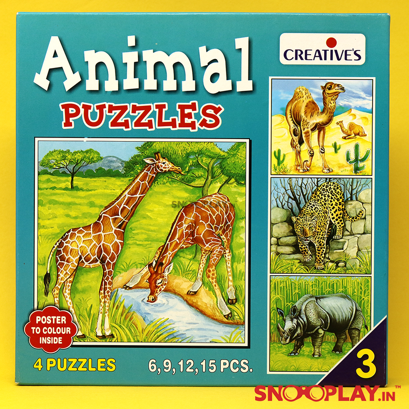 Buy Set of 4 Jigsaw Animal Puzzles - Series 3 (1-3 Years) on Snooplay India