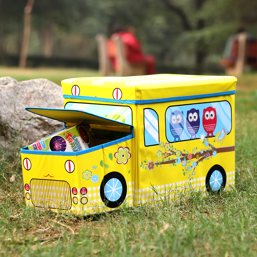 Buy Foldable Bus shaped Storage Box cum Stool For Kids on Snooplay ...
