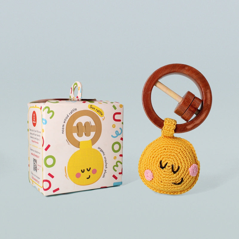 Buy Wooden Crochet Sun Teether and Rattle on Snooplay Online India